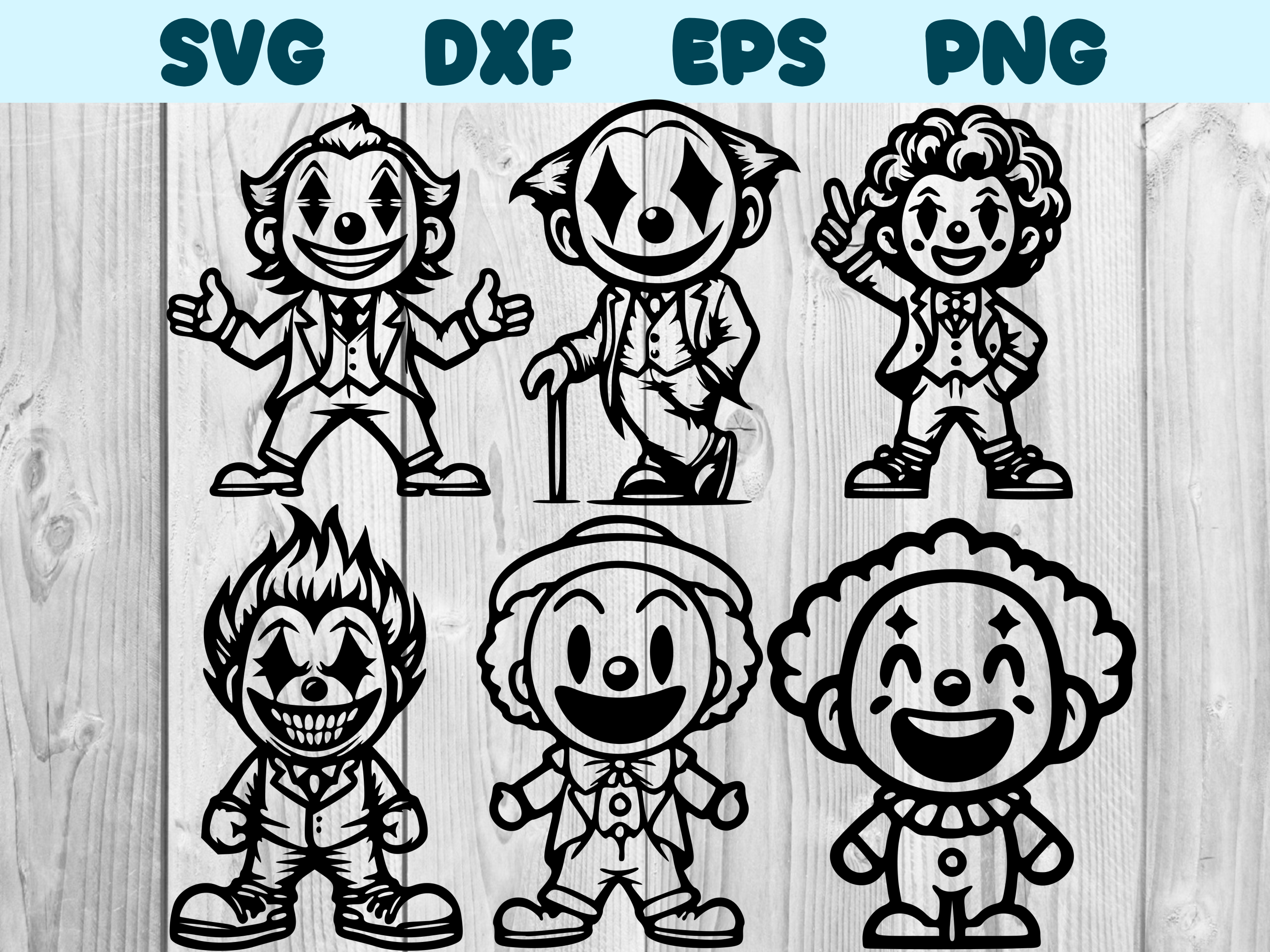 Cheerful Clown Character in Bold Monochrome Black Silhouette Design ...