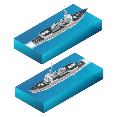 Isometric Guided Missile Destroyer. Vector Hight Quality Arleigh Burke ...