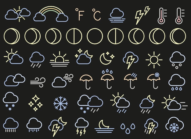 Vibrant Weather Symbols: A Captivating Minimalist Illustration | Jiffy ...