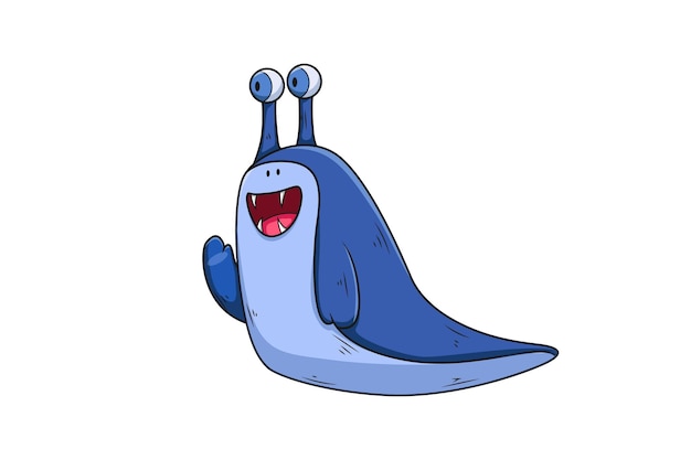 Cheerful Blue Cartoon Snail Creature with Expressive Features | Jiffy ...