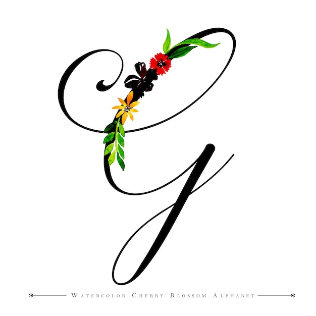 Stylized Floral Alphabet Letter G with Leafy Flourishes | Jiffy Designs