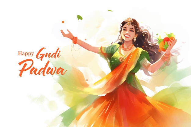 Vibrant Celebration of Gudi Padwa with Graceful Dancer | Jiffy Designs