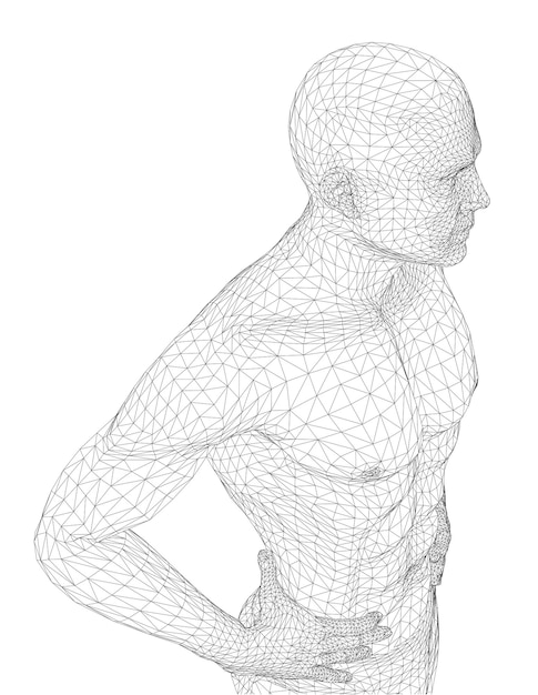 Geometric Muscular Figure in Monochrome Wire Mesh Style | Jiffy Designs