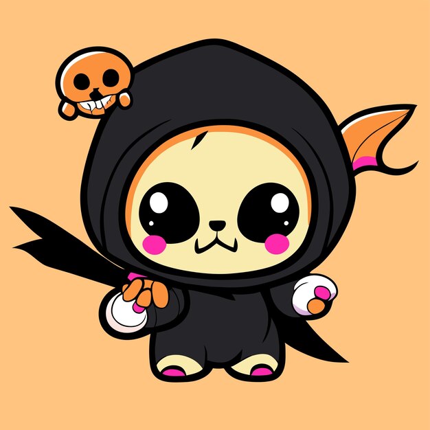 Adorable Grim Reaper Chibi Character with Skull | Jiffy Designs