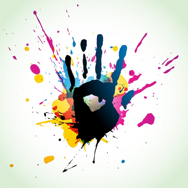 Vibrant Handprint Explosion of Colorful Abstract Splatters | Jiffy Designs