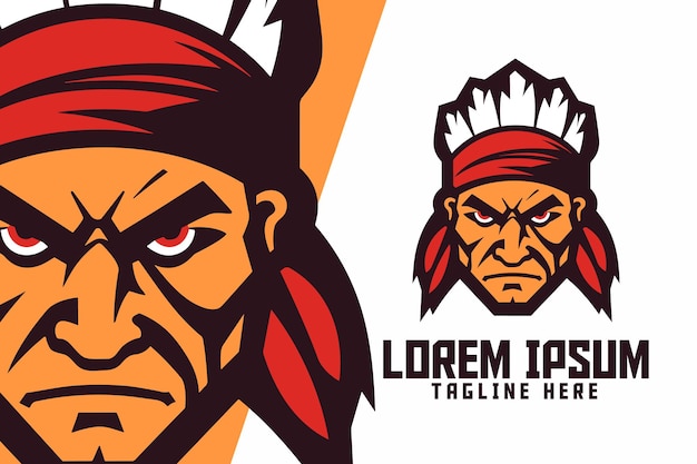 Fierce Native American Warrior Mascot Logo Design | Jiffy Designs