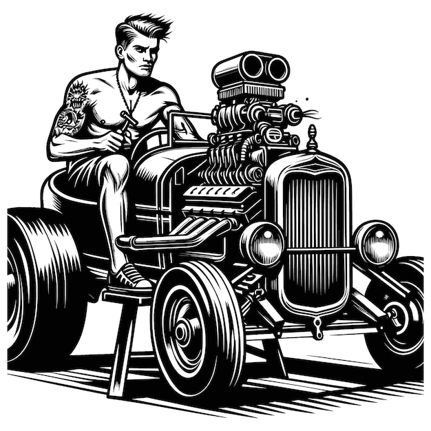 Rebel Roadster: Tattooed Racer Pilots Souped-Up Hot Rod | Jiffy Designs