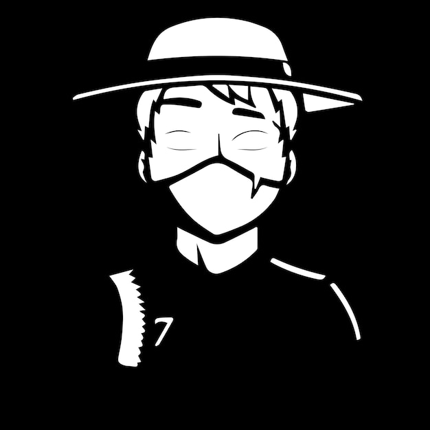 Mysterious masked figure in black and white portrait | Jiffy Designs