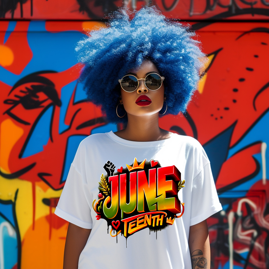 'Juneteenth' Vibrant Graffiti-Style Text with Symbolic Elements | Jiffy ...