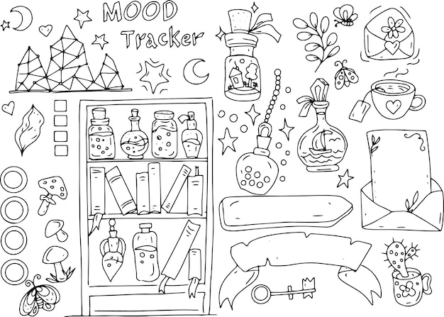 Whimsical Mood Tracking Doodles with Stars and Nature Motifs | Jiffy ...
