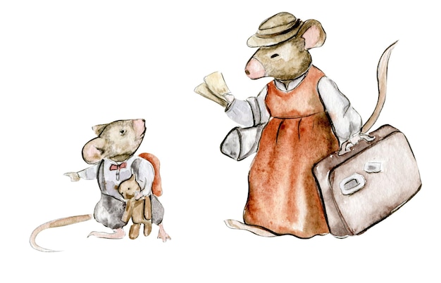 Charming Mice Duo on an Adventure with Luggage | Jiffy Designs