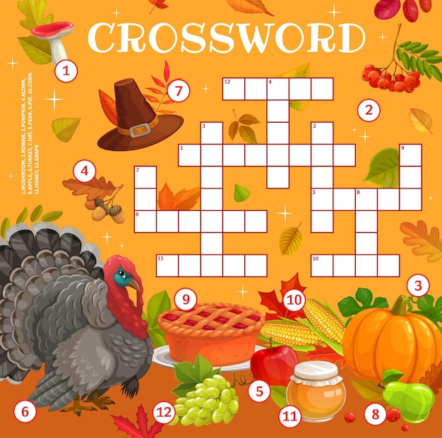 Festive Crossword Puzzle with Thanksgiving Symbols | Jiffy Designs