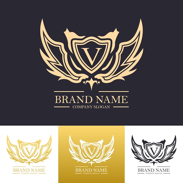 Elegant Winged Crest with Regal Shield and Typographic Logo | Jiffy Designs
