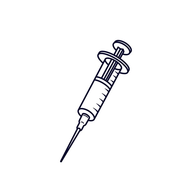 Stylized Syringe in Simple Monochrome Illustration | Jiffy Designs