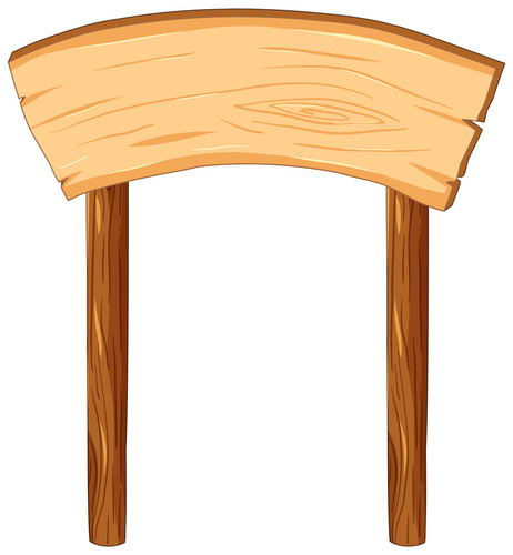 Vector Cartoon Illustration Of A Wooden Signboard Frame Template ...