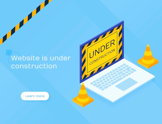 Vibrant Under Construction Website Placeholder with Laptop and Caution ...