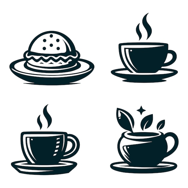 Delectable Café Icons: Burgers, Coffee, and Herbal Delights | Jiffy Designs