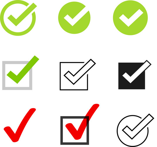 Tick Icons Vector Symbol Set, Checkmarks Collection Isolated On White ...