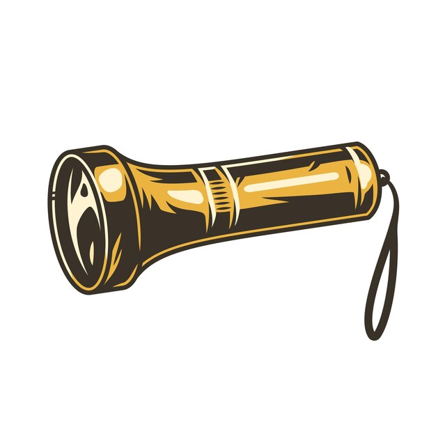 Retro Golden Flashlight - Illuminating the Path Ahead | Jiffy Designs