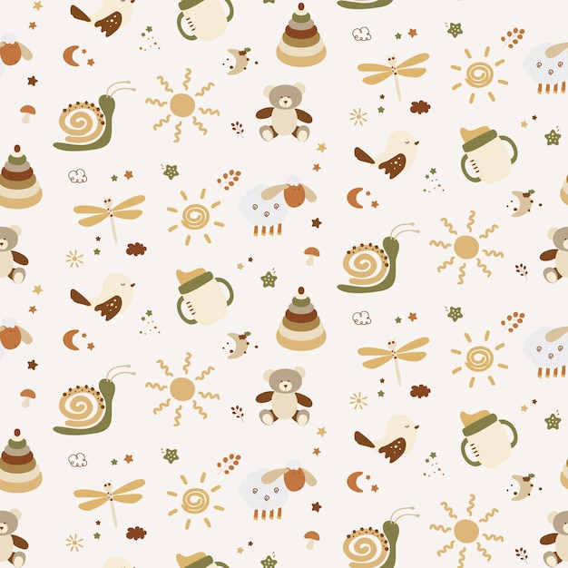 Whimsical Nature-Inspired Pattern with Playful Icons | Jiffy Designs