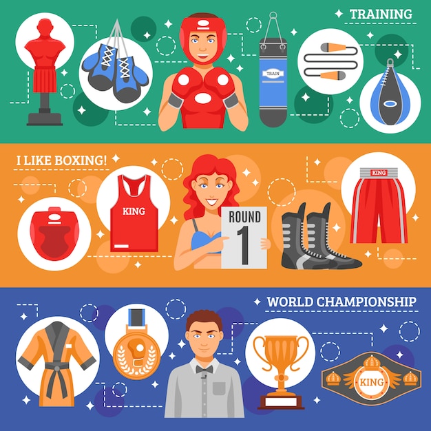 Vibrant Boxing-Themed Illustration with Gear and Equipment | Jiffy Designs