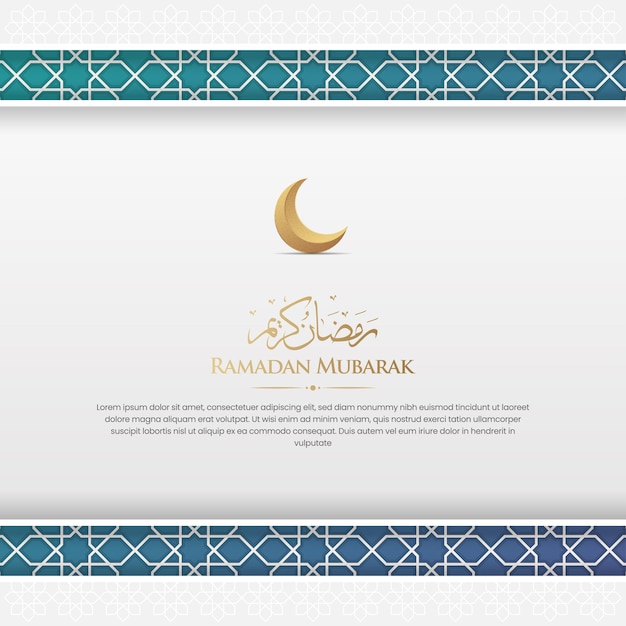 Elegant Ramadan Mubarak Greeting with Crescent Moon and Geometric ...