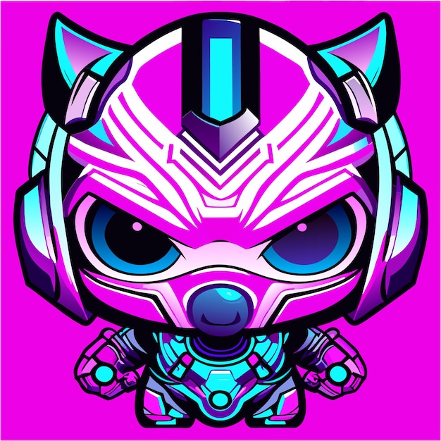 Vibrant Futuristic Robot Cat Head Illustration | Jiffy Designs