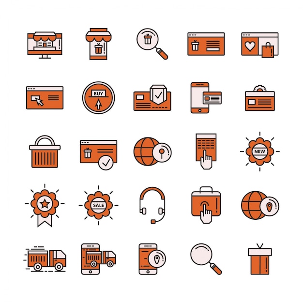 Vibrant Retail Icons: A Comprehensive Visual Guide to Online Shopping ...