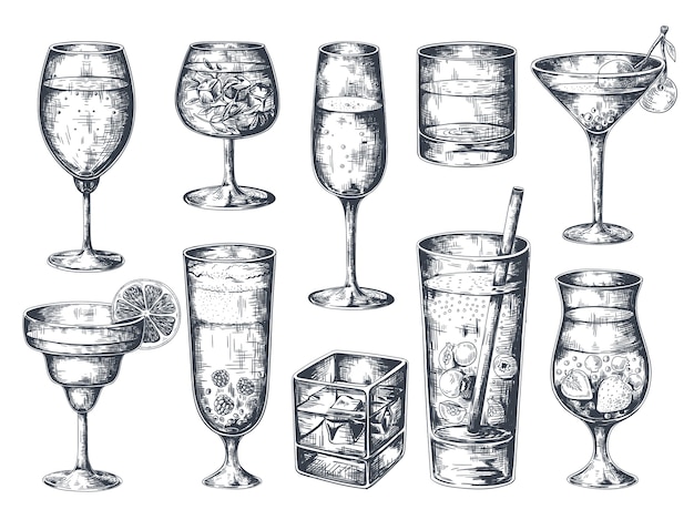 Elegant Glassware Collection: Diverse Cocktail and Beverage Vessels ...
