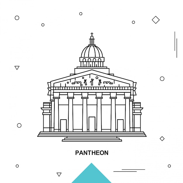 Iconic Pantheon Architectural Landmark in Minimalist Illustration ...