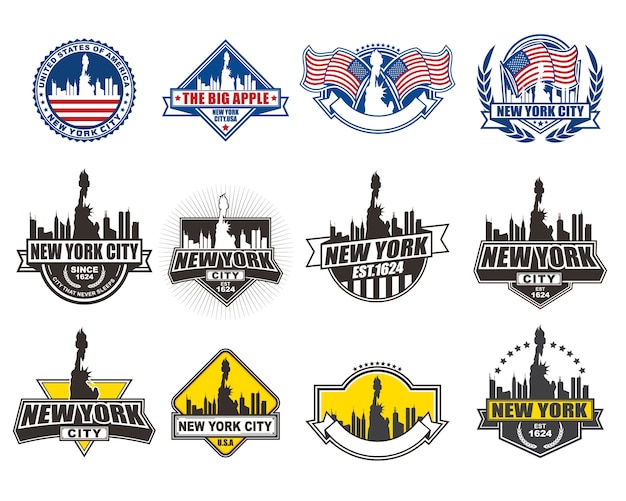 Diverse Collection of Iconic New York City Emblems and Silhouettes ...