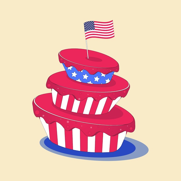 Patriotic Cake with Waving American Flag Topper | Jiffy Designs