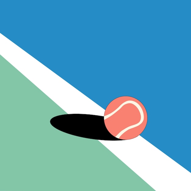Vibrant Tennis Ball Soaring Across Geometric Backdrop | Jiffy Designs