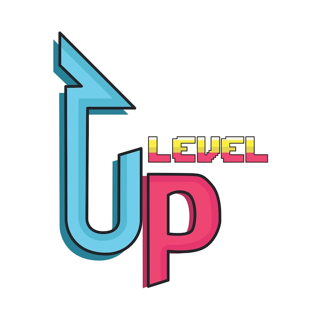 Vibrant 'Level Up' Graphic with Directional Arrow | Jiffy Designs