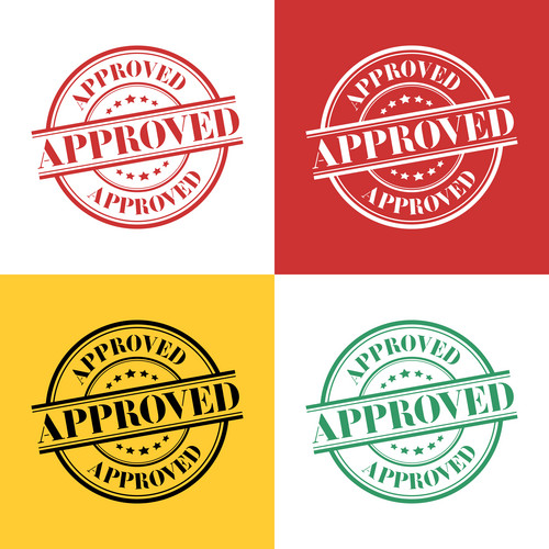 Approved, Round Vector Icon, Transparent In Four Colors. Approval Label ...