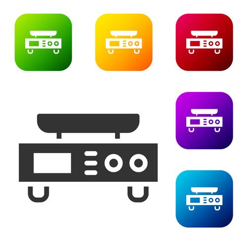 Black Electronic Scales Icon Isolated On White Background. Weight ...