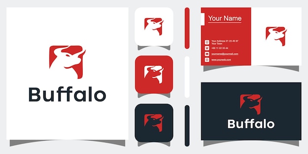 Powerful Red Buffalo Logo and Branding Elements | Jiffy Designs
