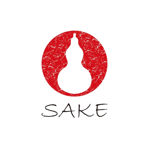 Vibrant Red Sake Symbol Emblem with Calligraphic Text | Jiffy Designs