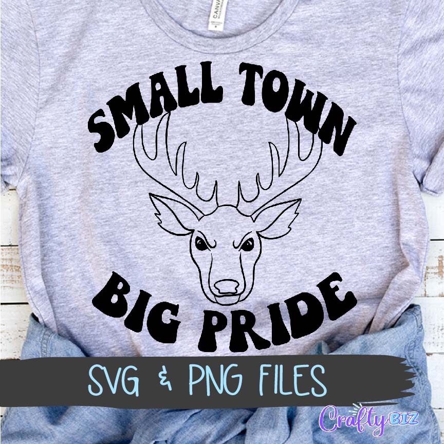 'Small Town Big Pride' Featuring Bold Deer Head Graphic | Jiffy Designs