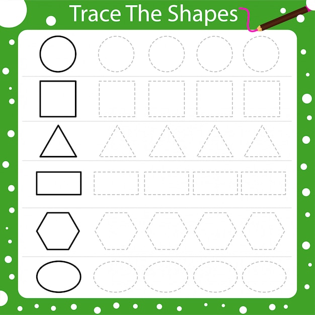 Geometric Tracing Worksheet with Vibrant Polka Dot Background | Jiffy ...