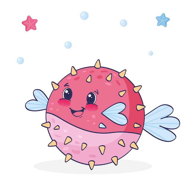 Whimsical Puffer Fish with Playful Spines and Gentle Eyes | Jiffy Designs