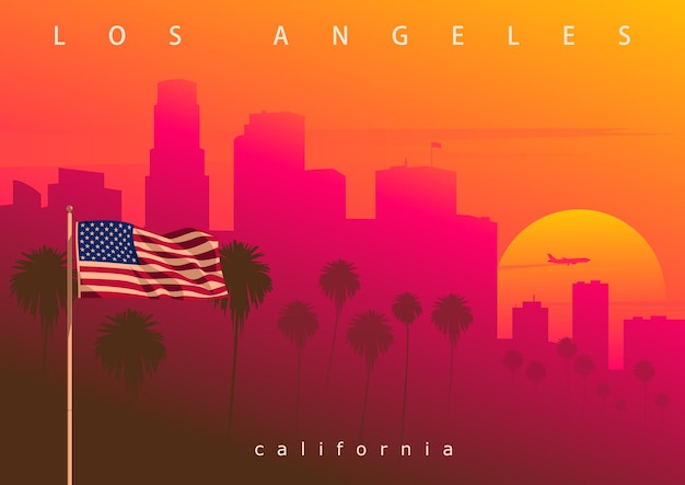 Vibrant Sunset over the Iconic Los Angeles Skyline | Jiffy Designs