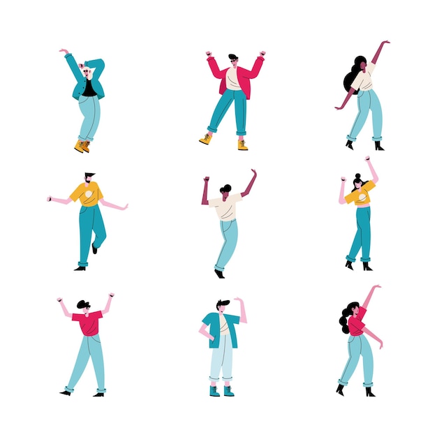 Vibrant Collection of Diverse Illustrated Characters in Dynamic Poses ...