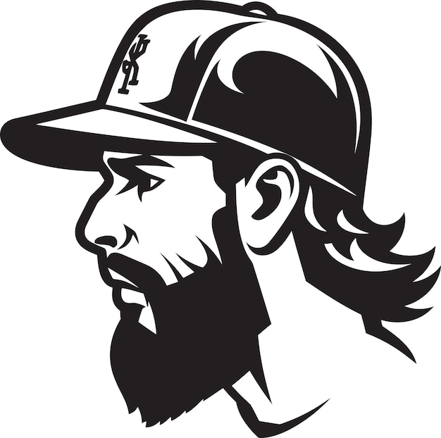 Rugged Baseball Cap Silhouette with Flowing Hair | Jiffy Designs