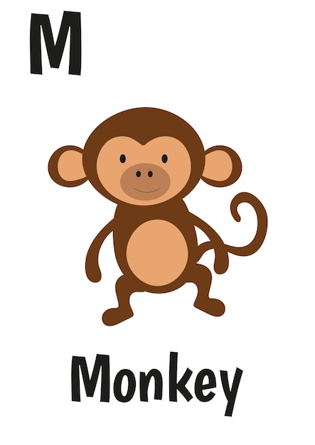Cheerful Cartoon Monkey in Letter M Design | Jiffy Designs