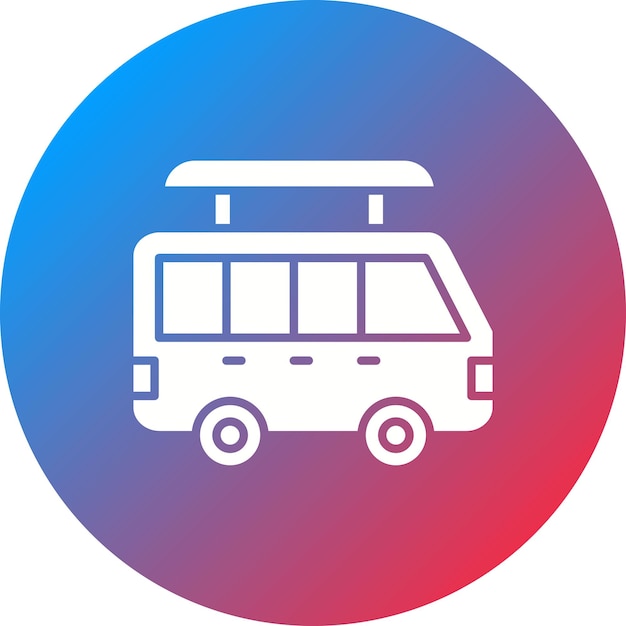 Vibrant Camper Van Icon on Gradient Background | Jiffy Designs