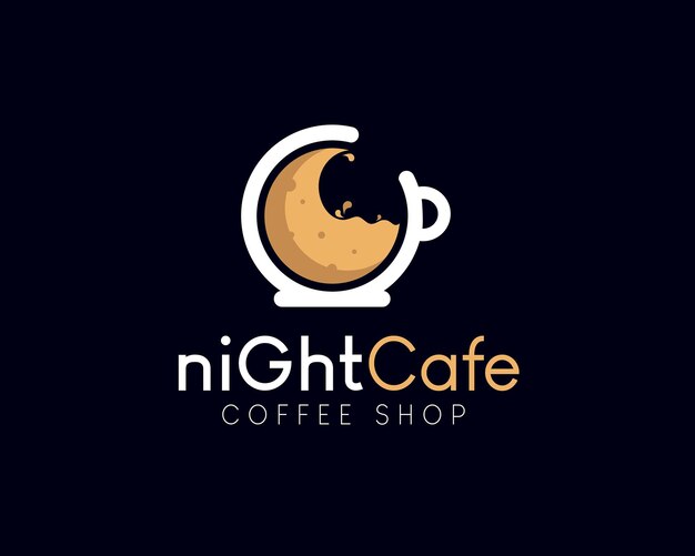 Cozy Crescent Moon and Coffee Cup Logo for Night Cafe | Jiffy Designs