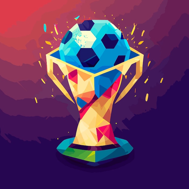 Vibrant Geometric Soccer Trophy on Colorful Background | Jiffy Designs