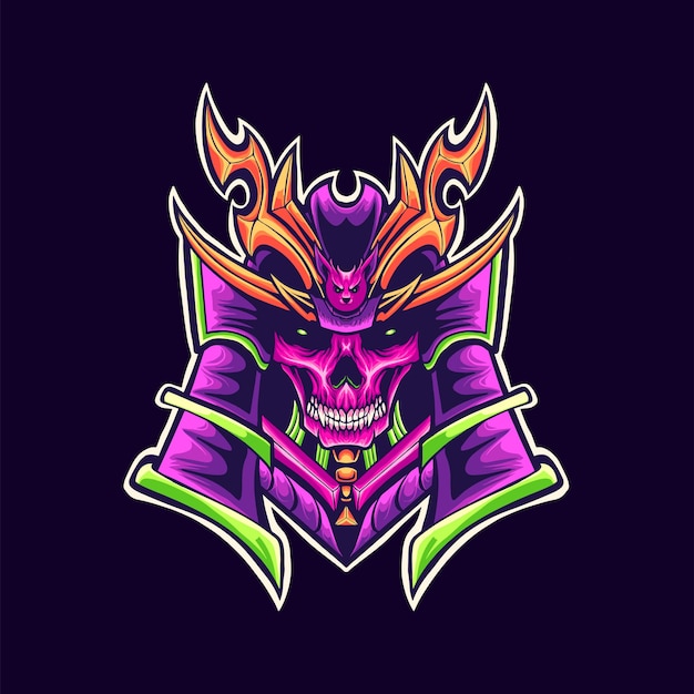 Fiery Demonic Skull with Horns and Tribal Markings | Jiffy Designs