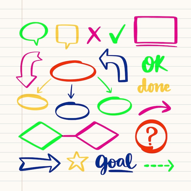 Vibrant Collection of Handdrawn Shapes, Symbols, and Arrows | Jiffy Designs